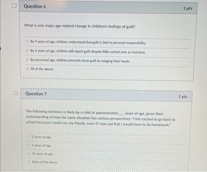 Solved What is one major age-related change in children's | Chegg.com
