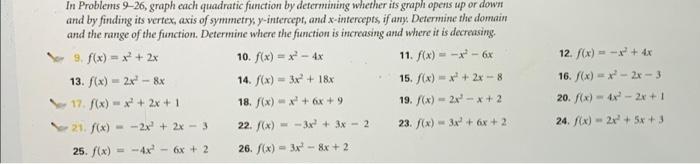 Solved In Problems 9-26, graph each quadratic function by | Chegg.com