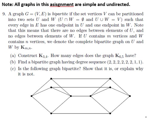 Solved Note: All graphs in this asisgnment are simple and | Chegg.com