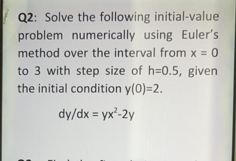 Solved Q2: Solve the following initial-value problem | Chegg.com
