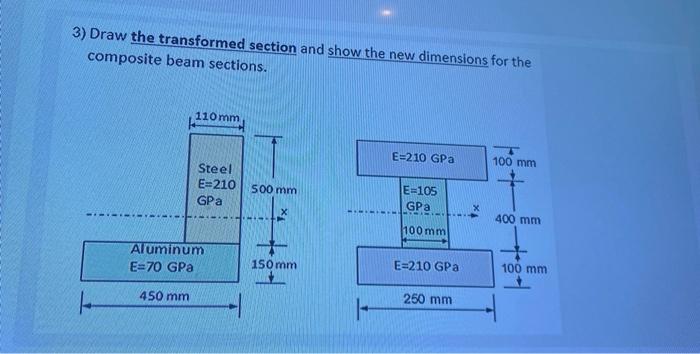 Solved 3) Draw the transformed section and show the new | Chegg.com