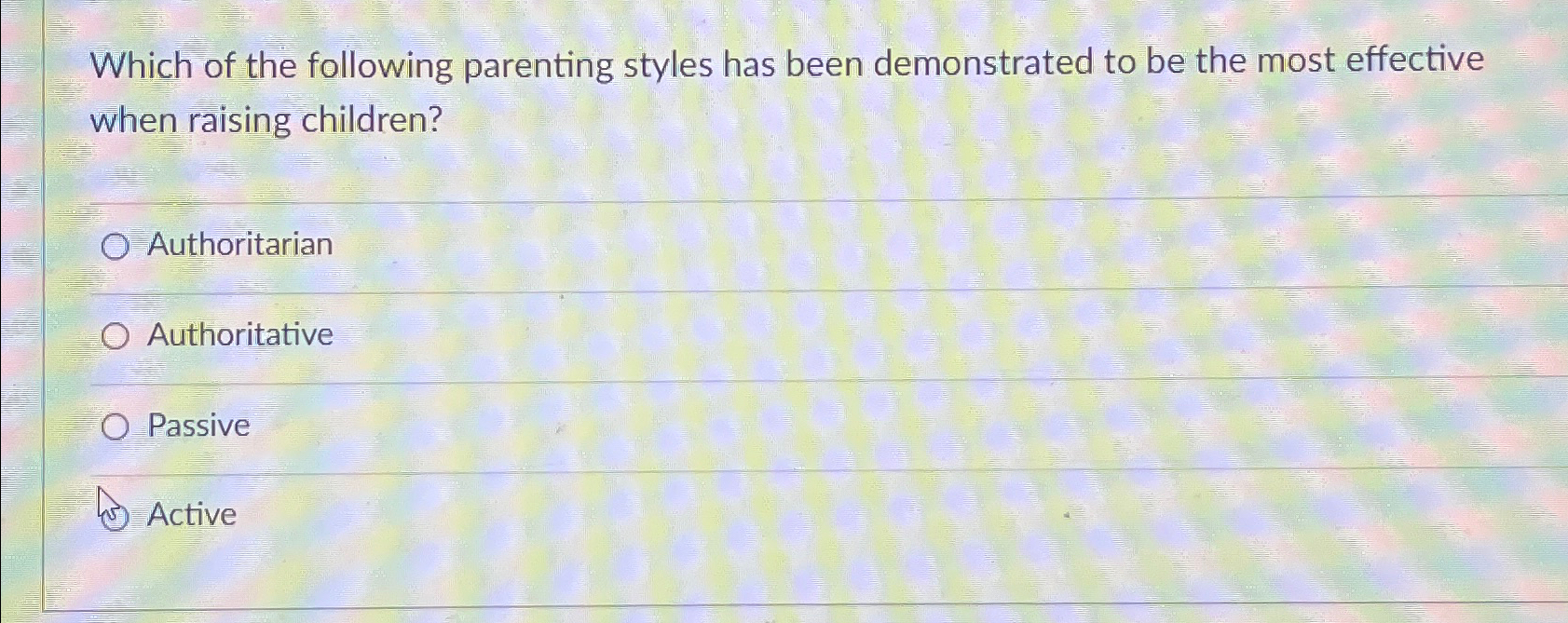 Solved Which of the following parenting styles has been | Chegg.com