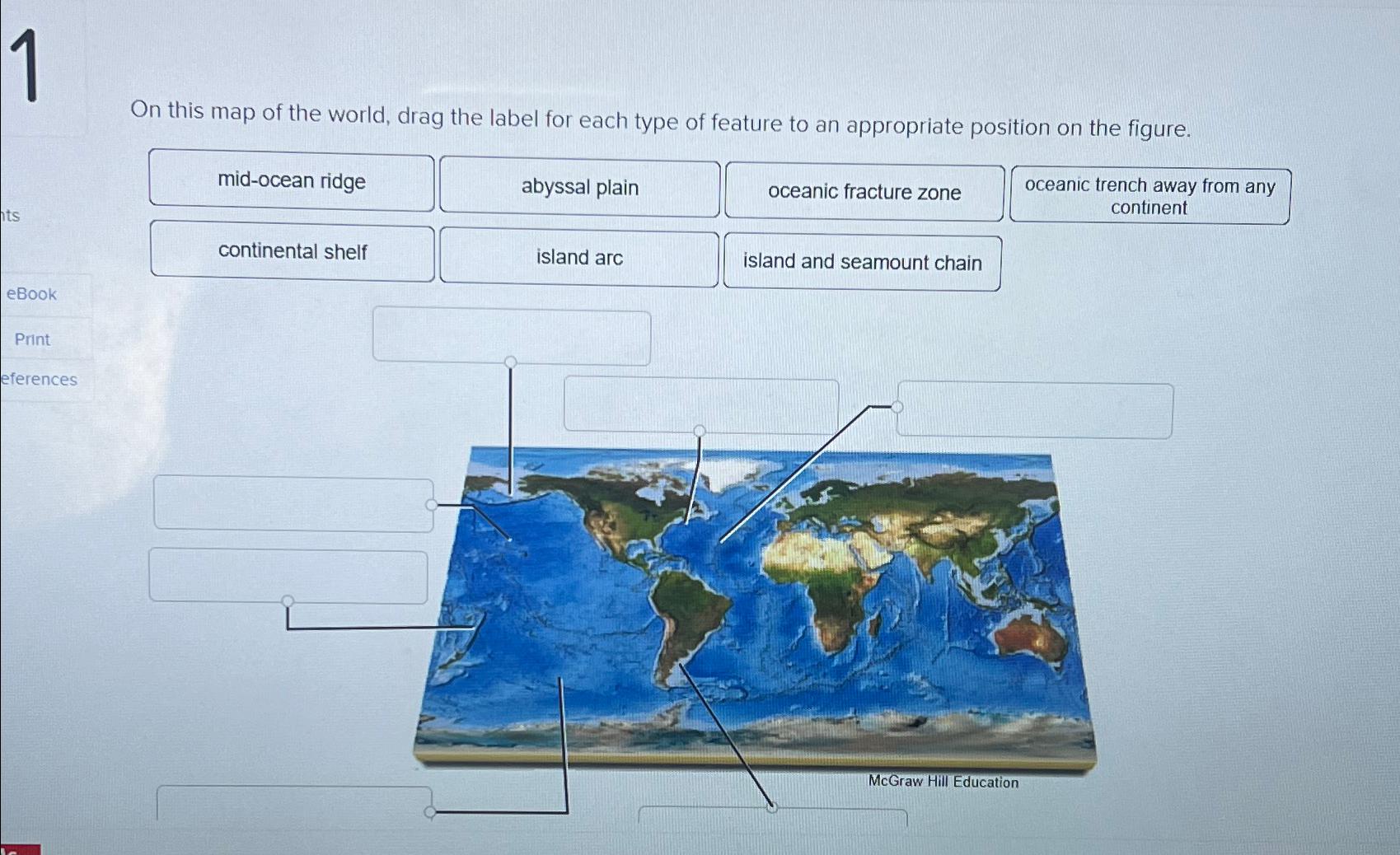 Solved 1On this map of the world, drag the label for each | Chegg.com