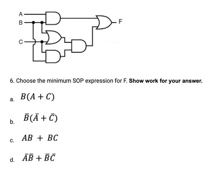 Solved 5 Choose The Function In Minimized Sop That 7752