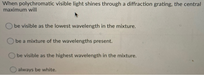 Solved When polychromatic visible light shines through a | Chegg.com