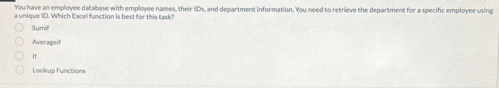 Solved You have an employee database with employee names, | Chegg.com