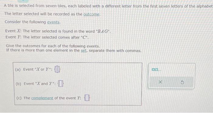 Solved A tile is selected from seven tiles, each labeled | Chegg.com