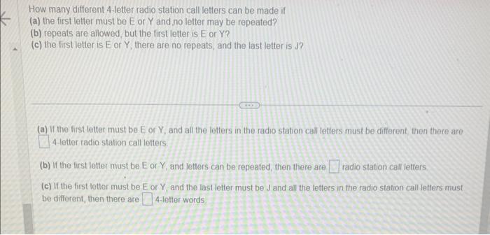 Solved How many different 4 letter radio station call | Chegg.com