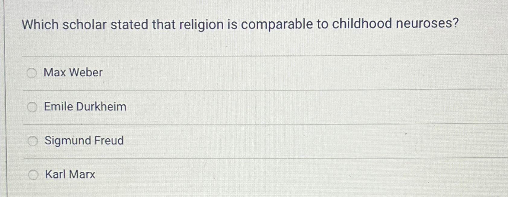 Solved Which scholar stated that religion is comparable to | Chegg.com