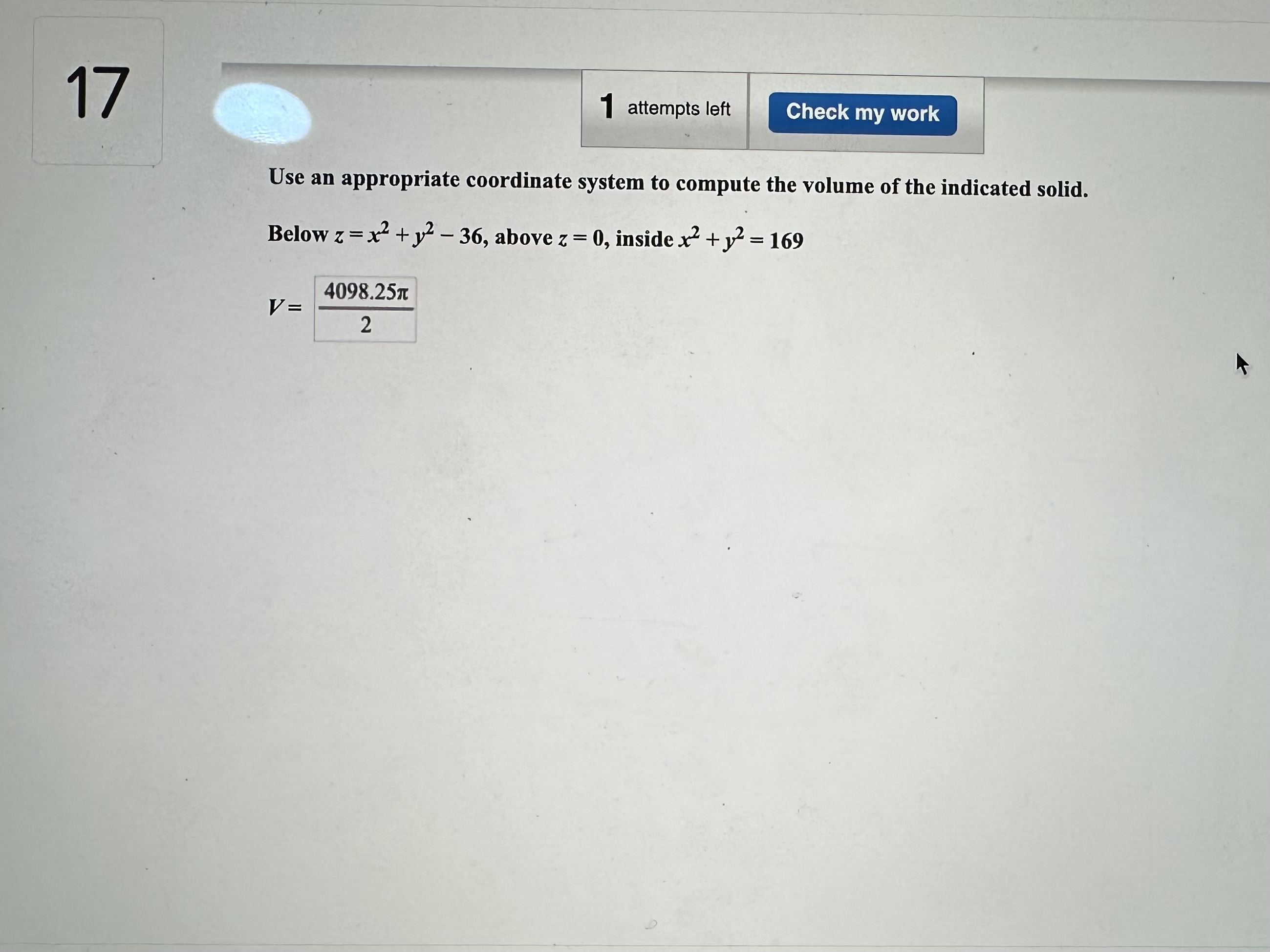 Solved 171 ﻿attempts leftUse an appropriate coordinate | Chegg.com
