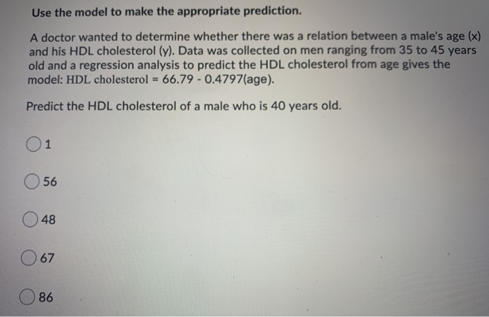 Solved Use the model to make the appropriate prediction. A | Chegg.com