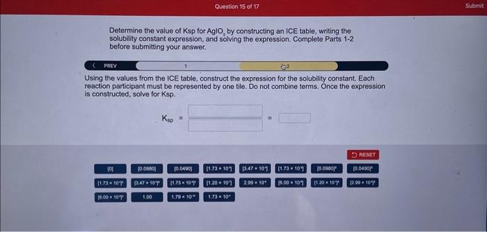Solved Determine the value of Ksp for AgIO, by constructing | Chegg.com