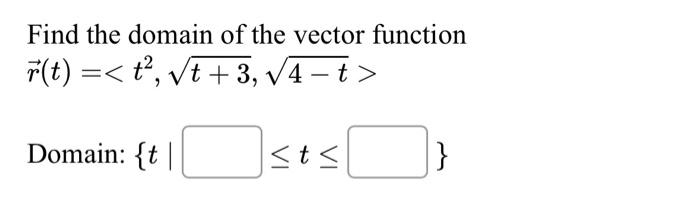 Solved Find the domain of the vector function r(t)= | Chegg.com