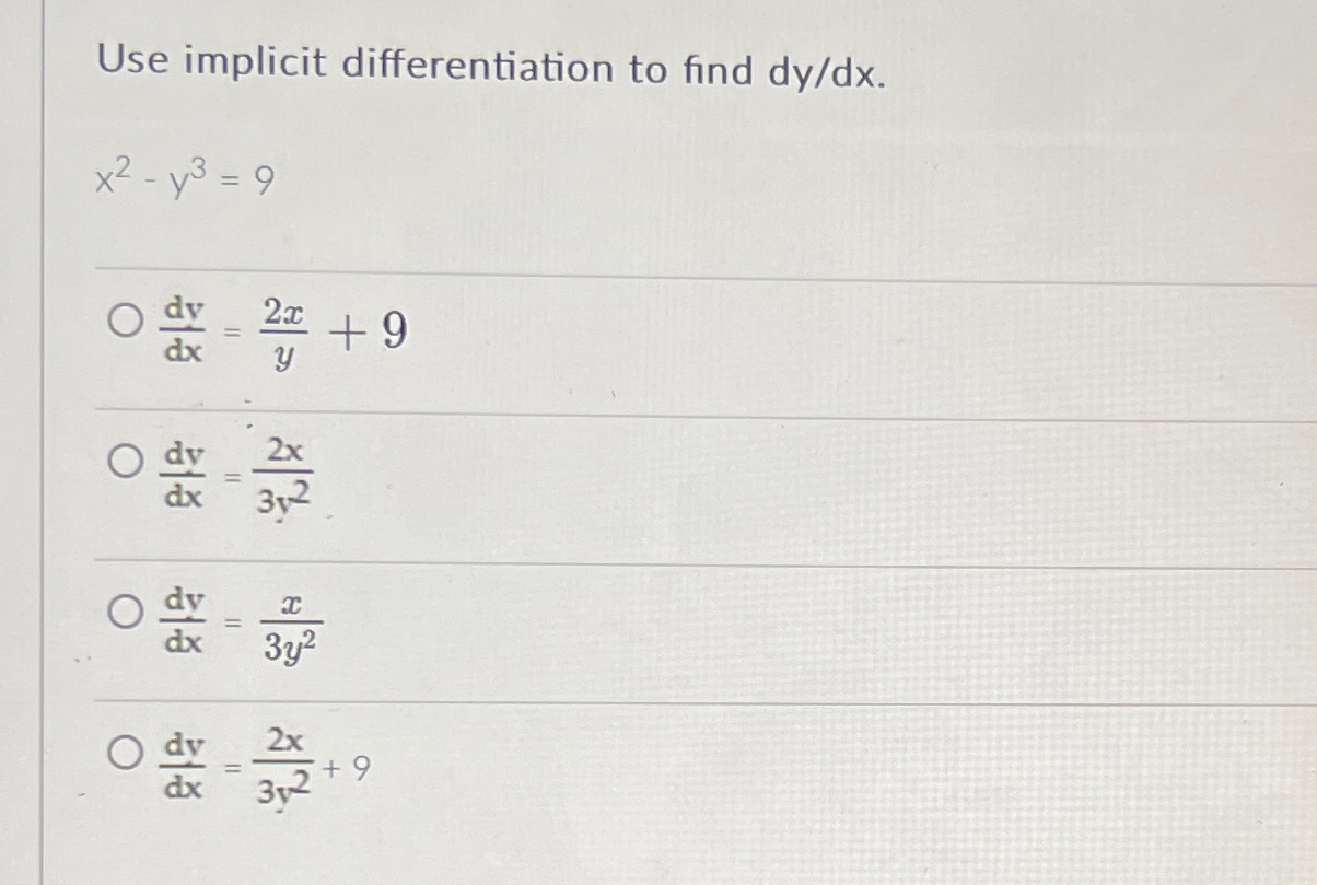 Solved Use implicit differentiation to find | Chegg.com