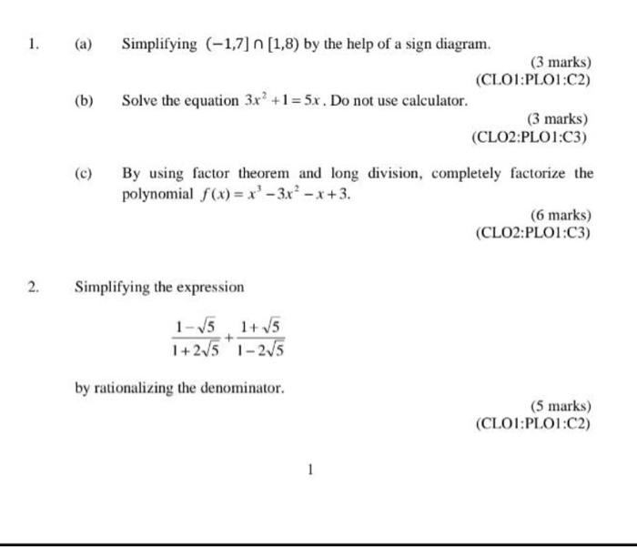 Solved 1. (a) (b) Simplifying (-1,7]n (1,8) by the help of a | Chegg.com