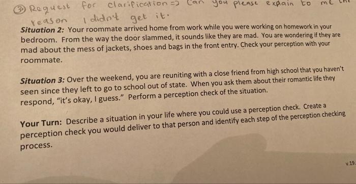 What are elements of perception checking? 1. Describe | Chegg.com