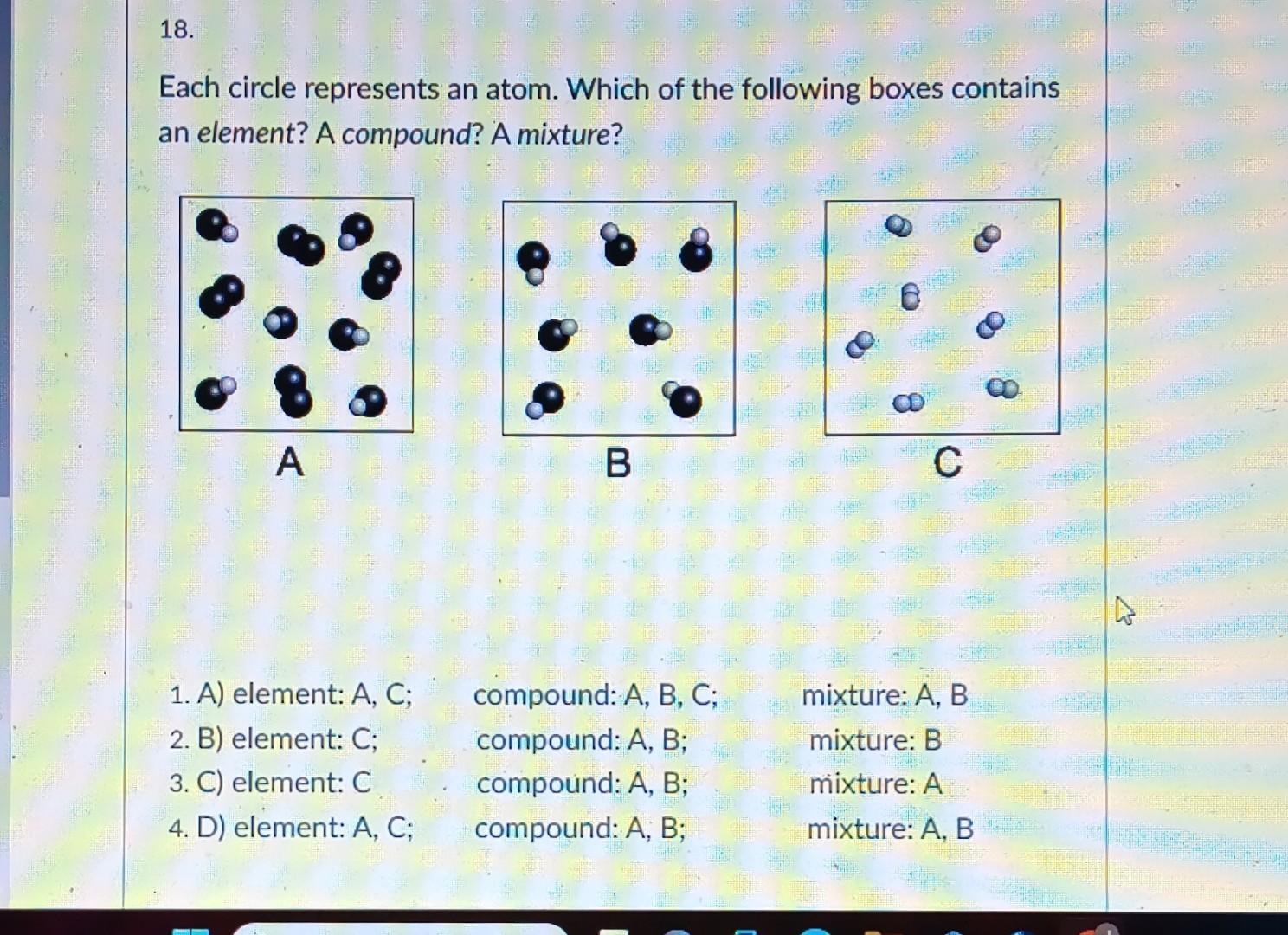 Solved Each circle represents an atom. Which of the | Chegg.com