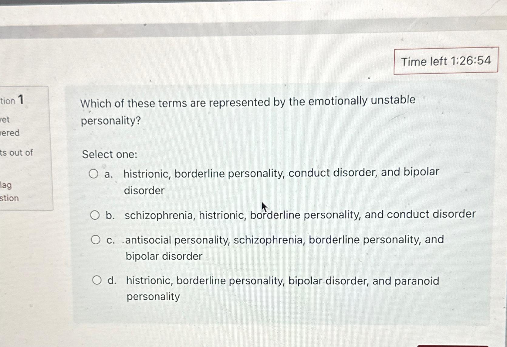 Solved Time left 1:26:54Which of these terms are represented | Chegg.com