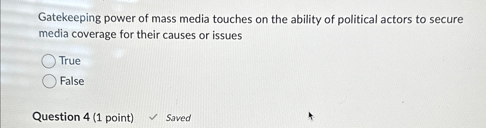 Solved Gatekeeping power of mass media touches on the | Chegg.com