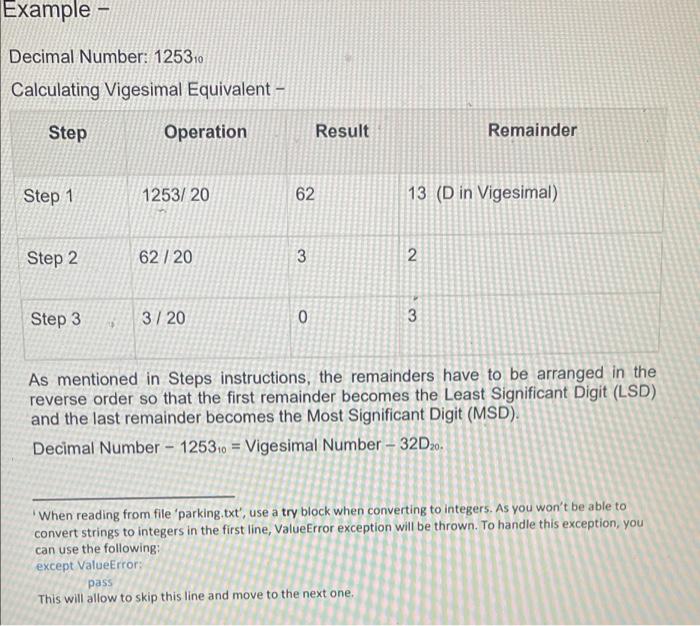 Solved Appendix. Decimal to Vigesimal (20 Base System) . . | Chegg.com