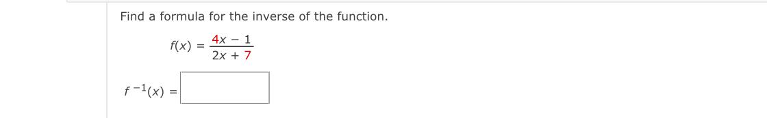 Solved Find a formula for the inverse of the | Chegg.com