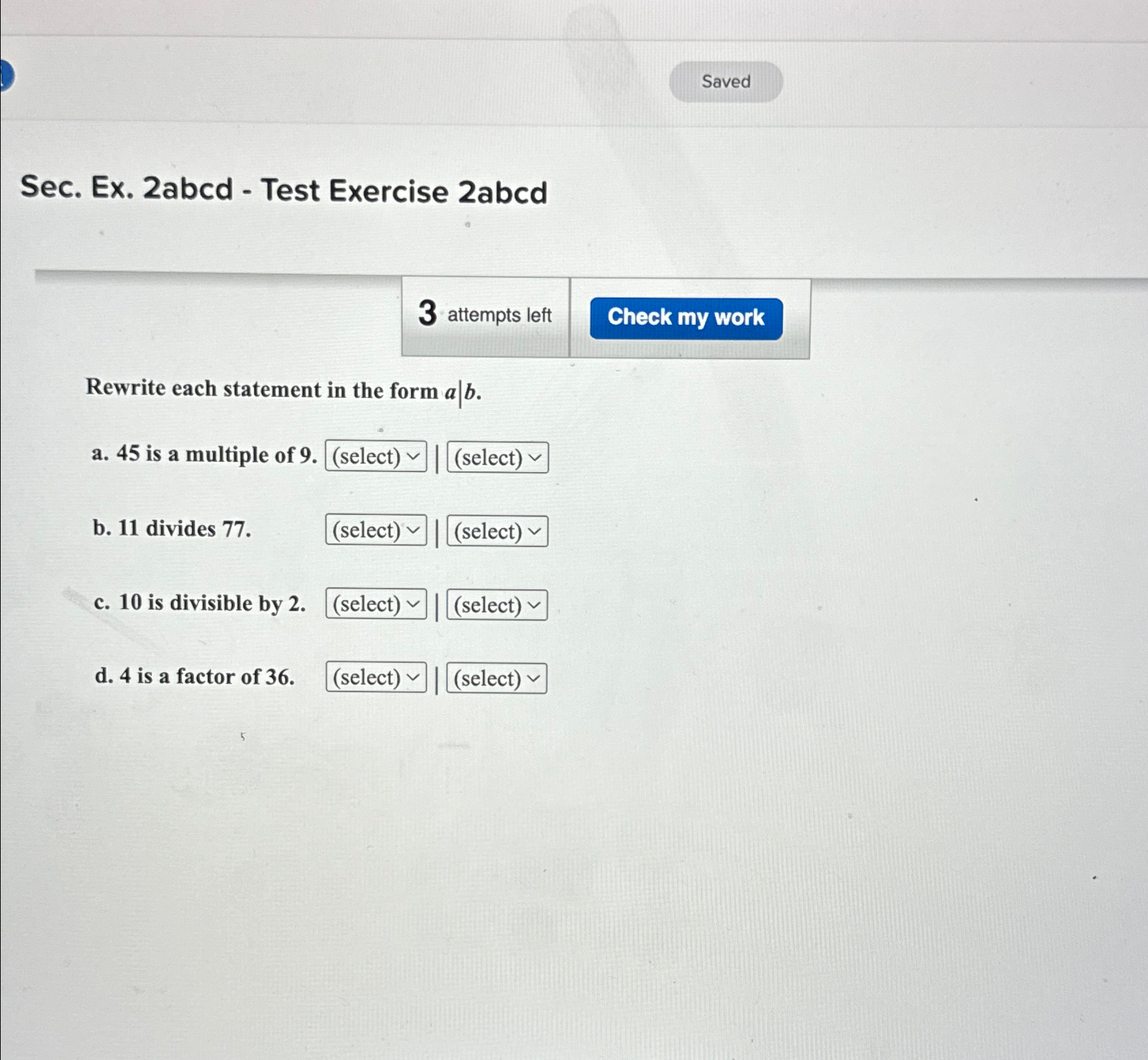 Solved Sec. Ex. 2abcd - ﻿Test Exercise 2abcd3 ﻿attempts | Chegg.com