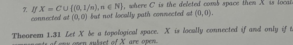 Solved If x=C∪{(0,1n),ninN}, ﻿where C ﻿is the deleted comb | Chegg.com