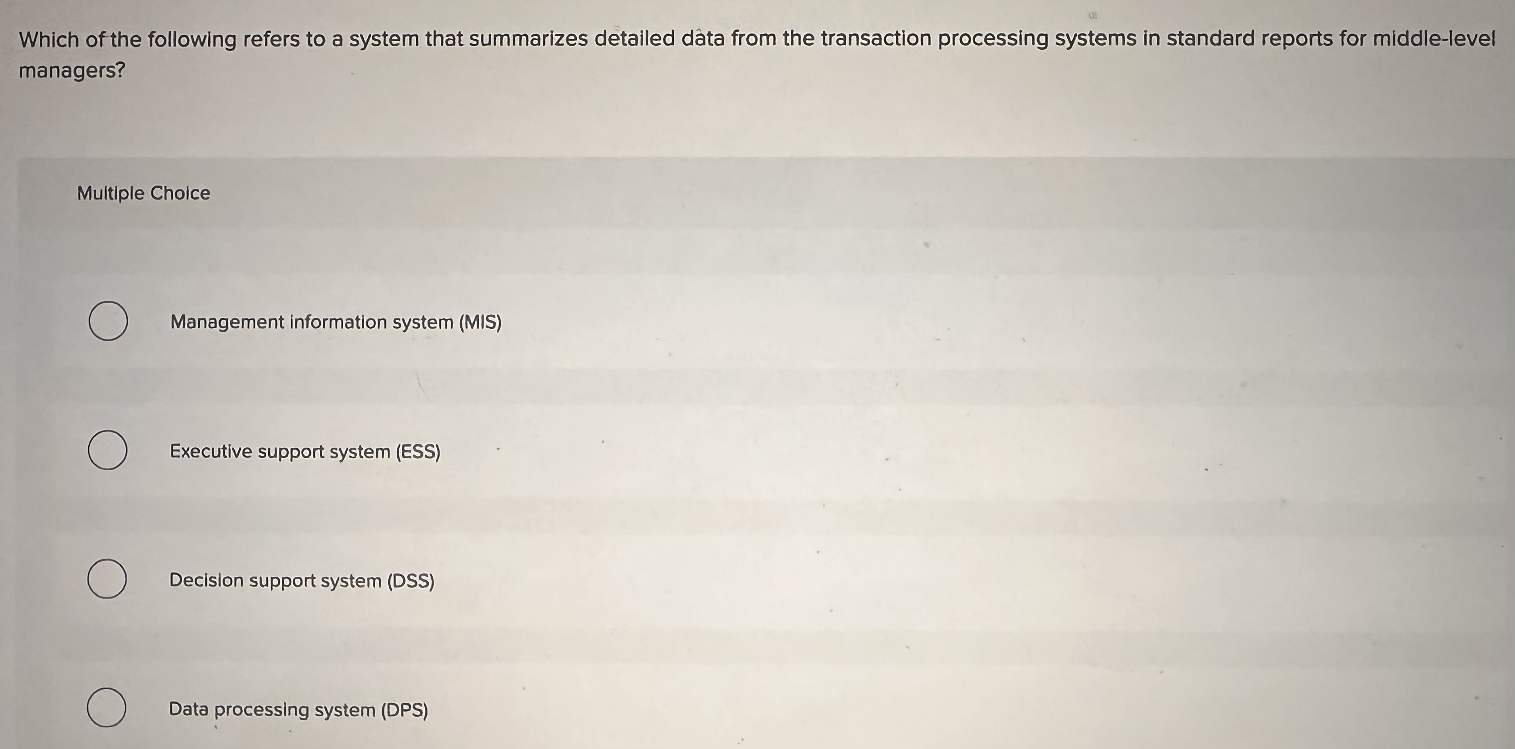 Solved Which of the following refers to a system that | Chegg.com
