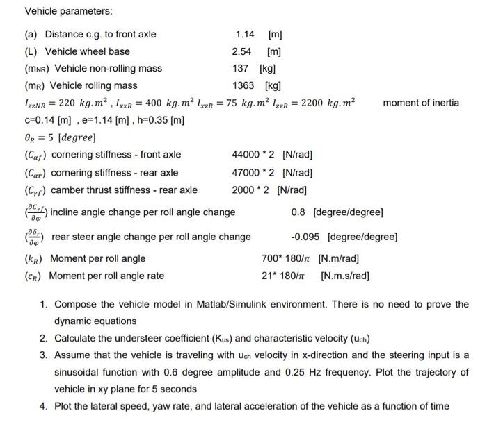 Vehicle parameters: (a) Distance c.g. to front axle | Chegg.com