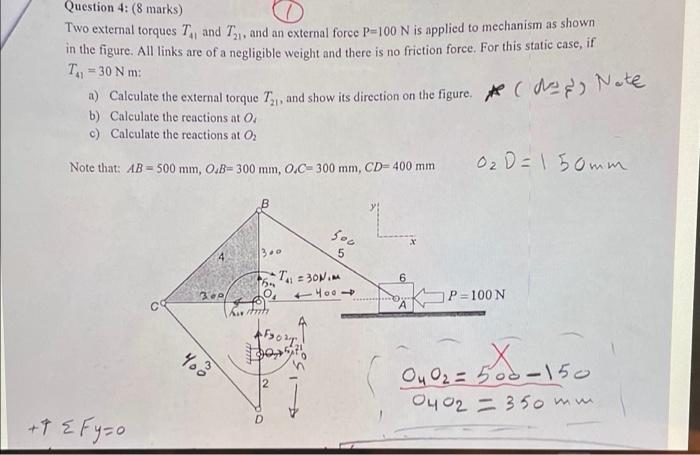 Solved Question 4: (8 marks) Two external torques T and Tys, | Chegg.com