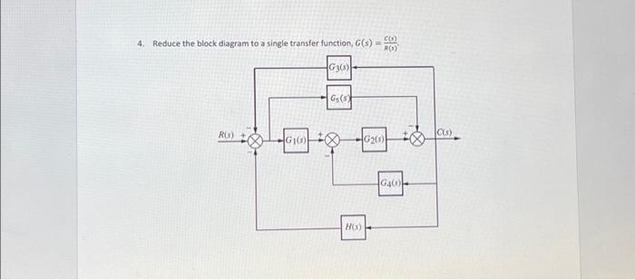 Solved 4. Reduce the block diagram to a single transfer | Chegg.com