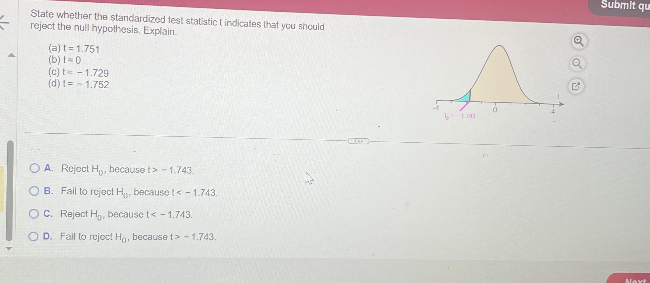 Solved State Whether The Standardized Test Statistic T 4081