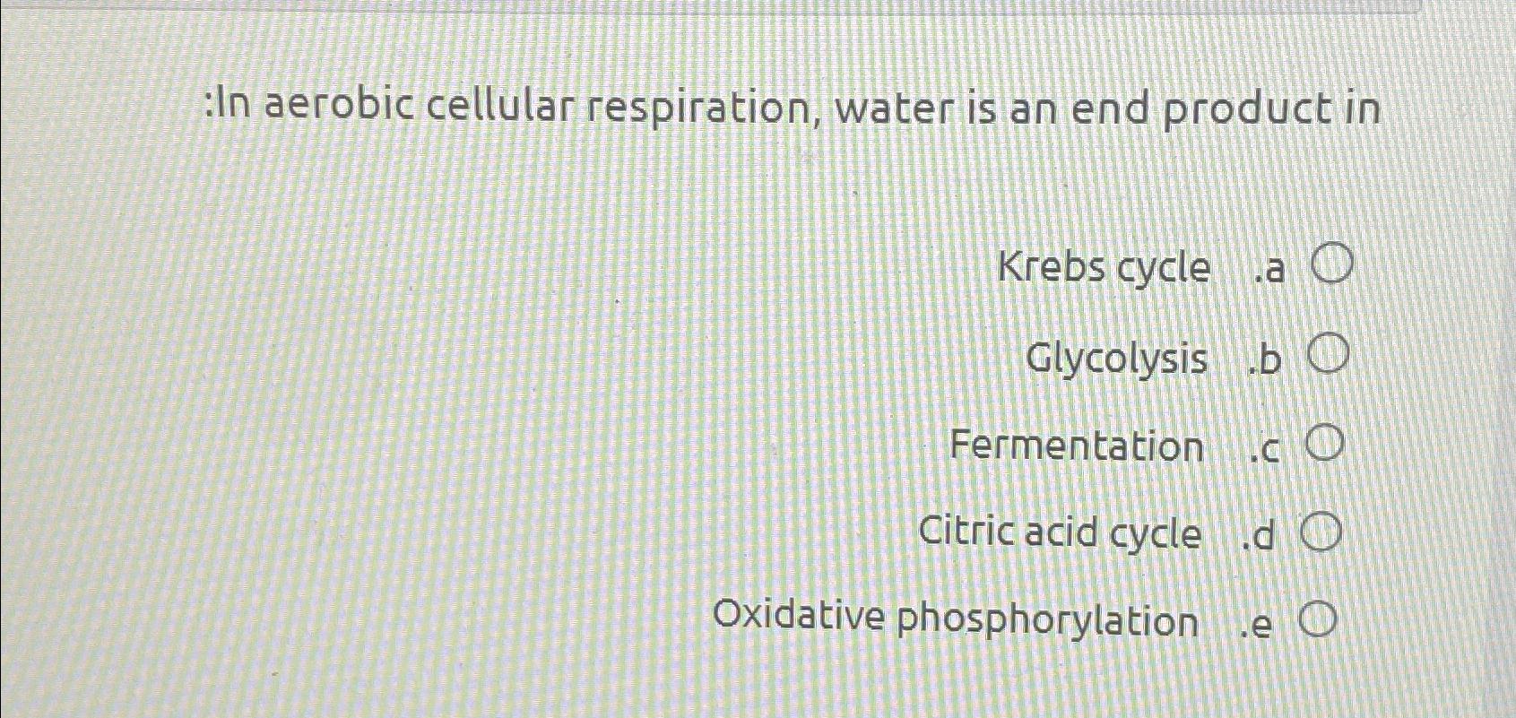 Solved :In aerobic cellular respiration, water is an end | Chegg.com