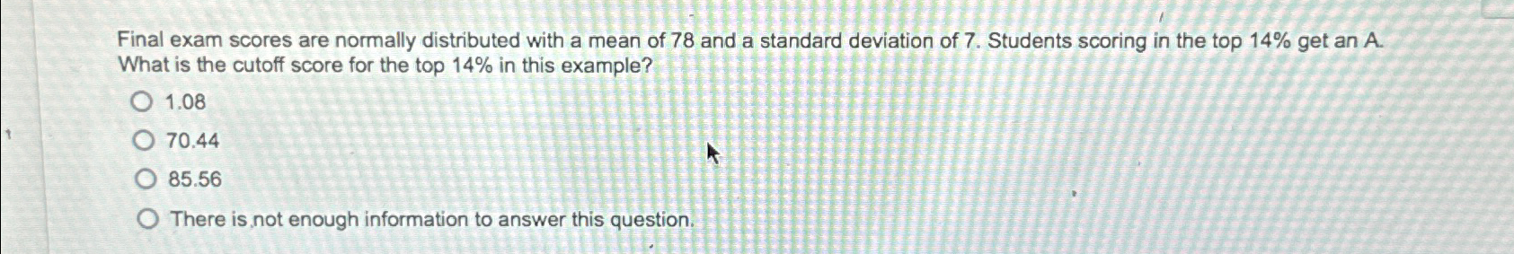 Solved Final exam scores are normally distributed with a | Chegg.com