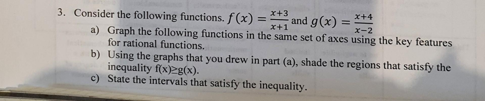 Solved 3. Consider the following functions. f(x)=x+1x+3 and | Chegg.com