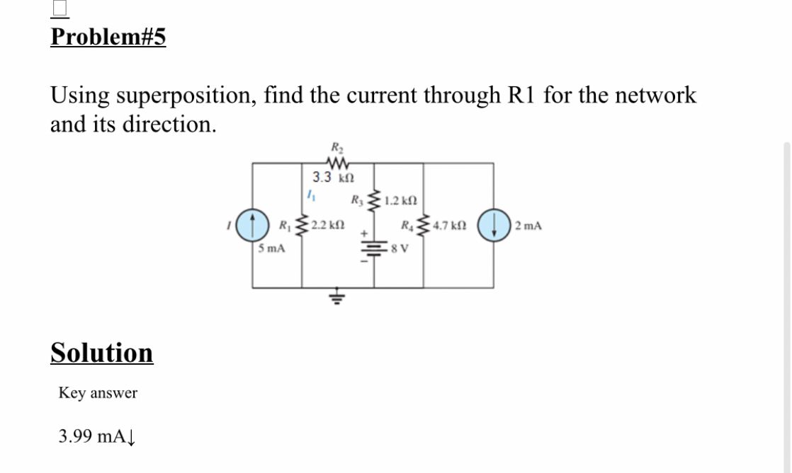 Solved Problem#5Using superposition, find the current | Chegg.com