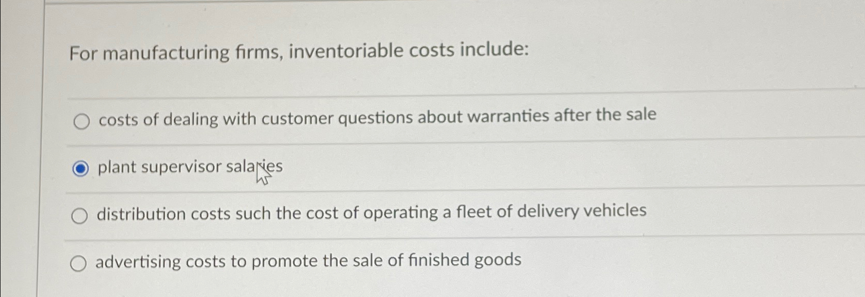 Solved For manufacturing firms, inventoriable costs | Chegg.com