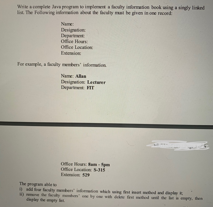 Solved Write a complete Java program to implement a faculty | Chegg.com