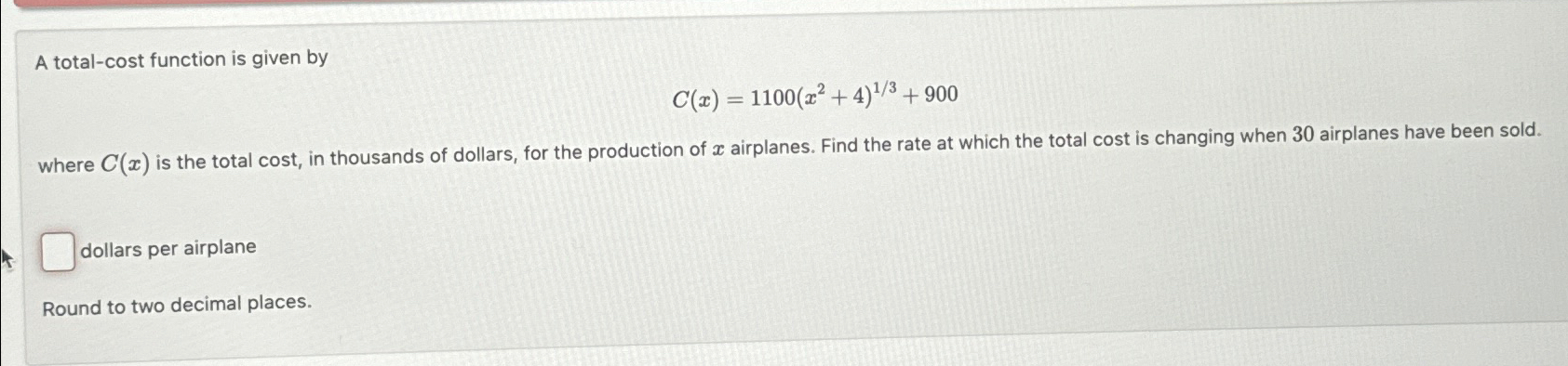 Solved A total-cost function is given | Chegg.com