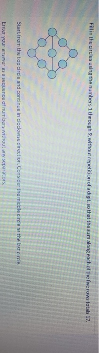 Fill in the circles using the numbers 1 through 9, | Chegg.com