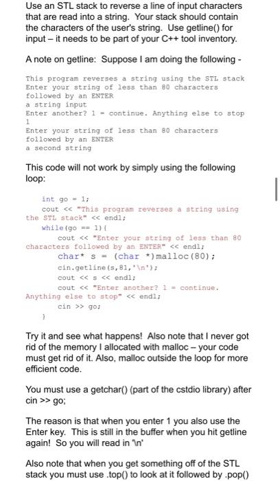 Solved Use an STL stack to reverse a line of input | Chegg.com