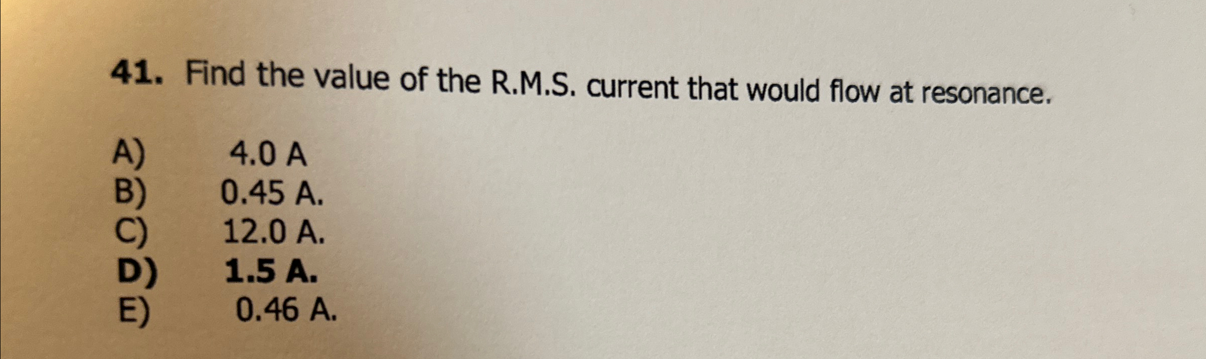 Solved Find the value of the R.M.S. ﻿current that would flow | Chegg.com