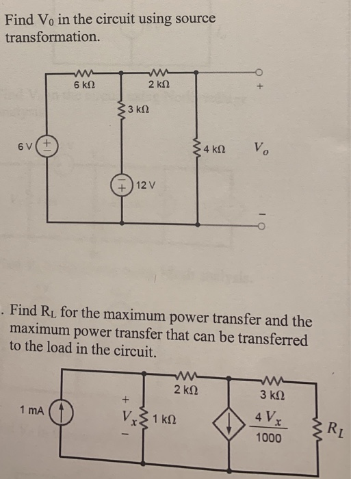 Solved Find Vo in the circuit using source transformation. | Chegg.com