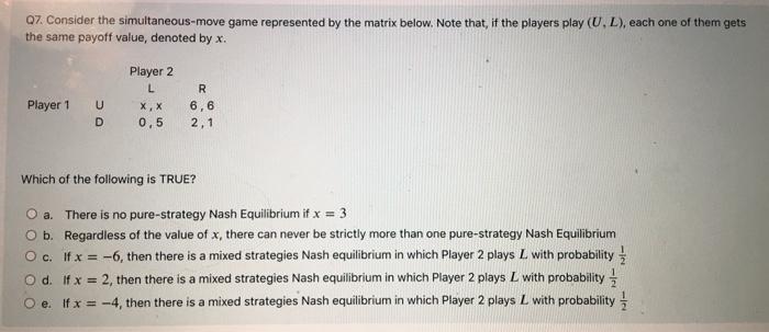 Solved 07. Consider the simultaneous-move game represented | Chegg.com