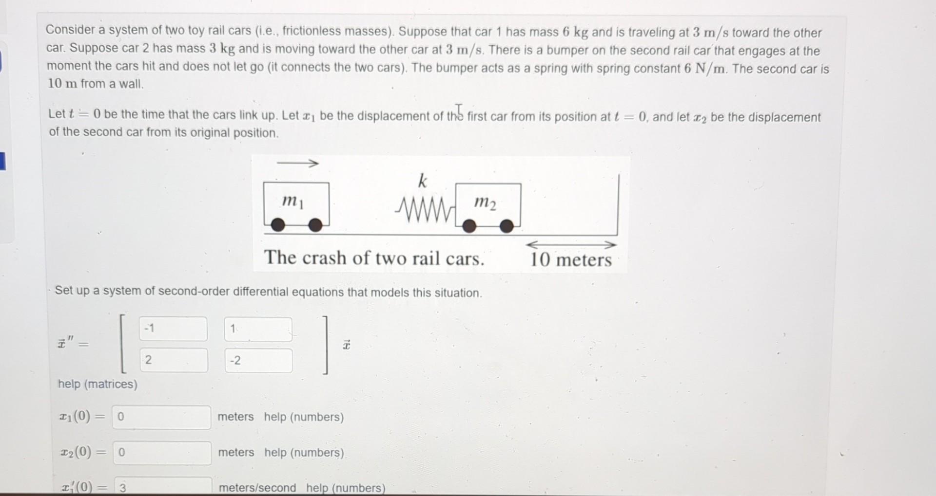 Solved Consider a system of two toy rail cars (i.e., | Chegg.com