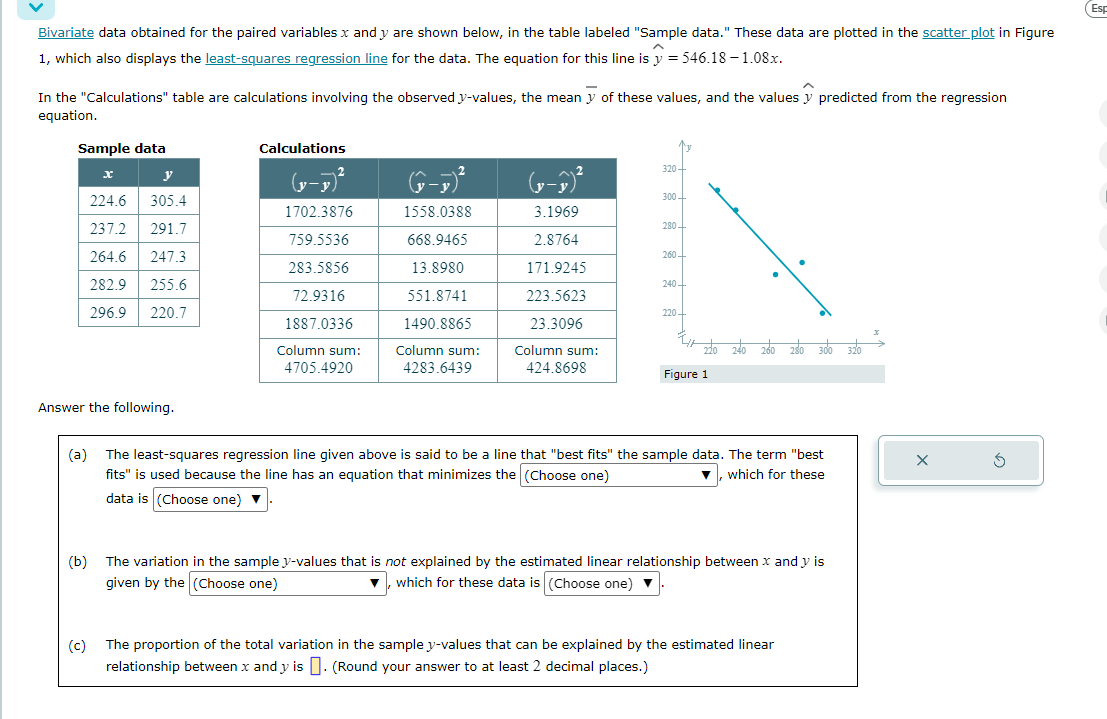 Solved Bivariate data obtained for the paired variables x | Chegg.com