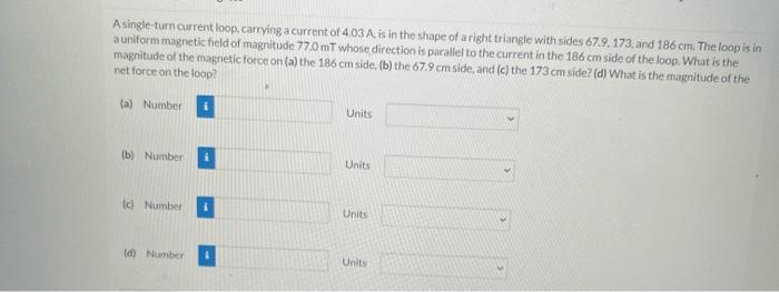 Solved A single-turn current loop, carrying a current of | Chegg.com