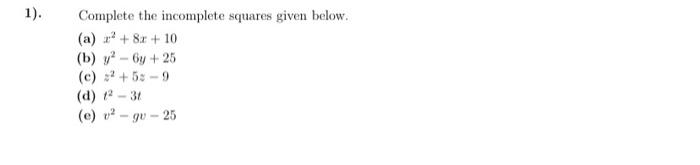 Solved Complete the incomplete squares given below. (a) | Chegg.com