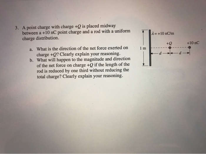 Solved 3. A point charge with charge +Q is placed midway | Chegg.com