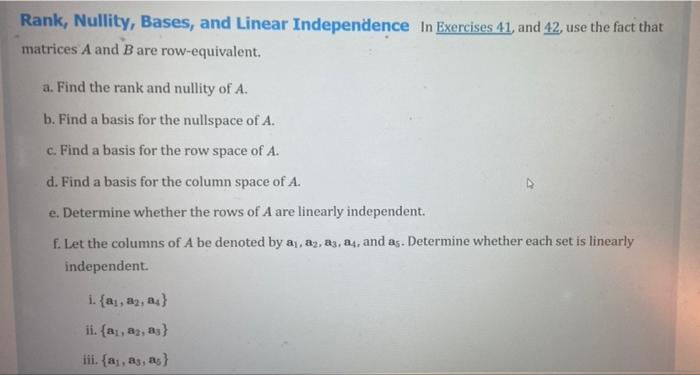 Solved Rank, Nullity, Bases, and Linear Independence In | Chegg.com